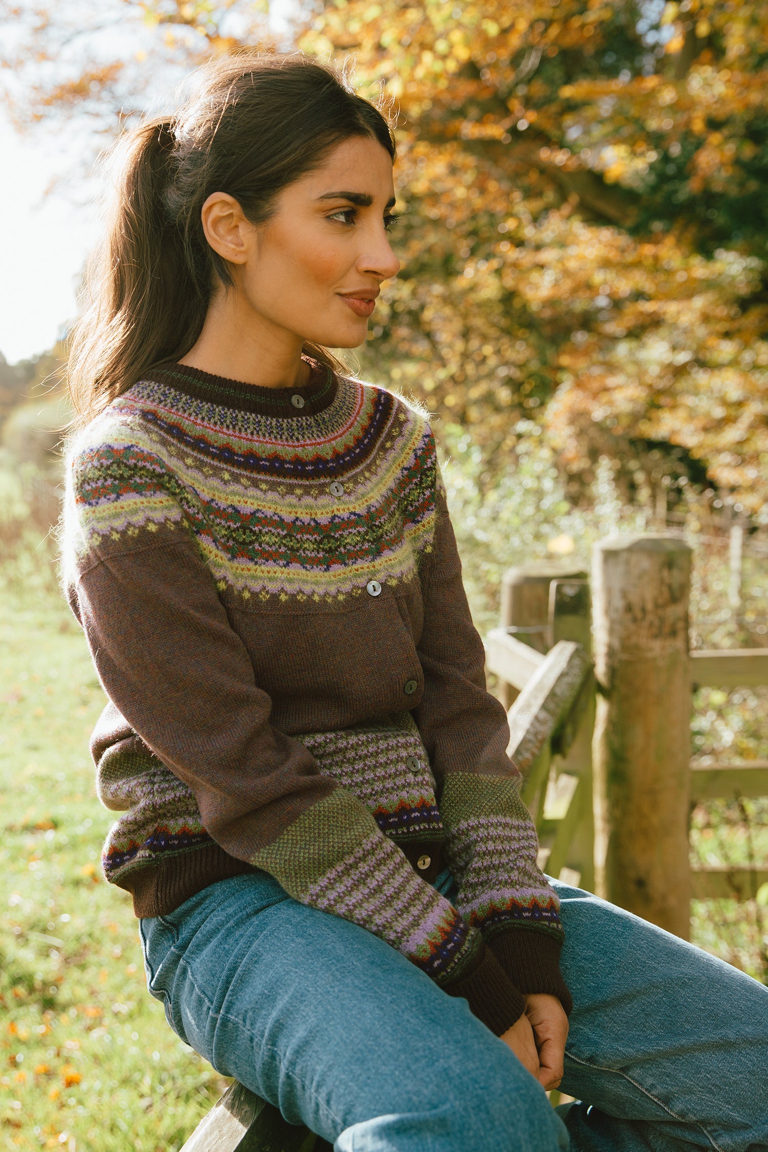 Eribe Original Alpine Cardigan Fair Isle Merino Angora
